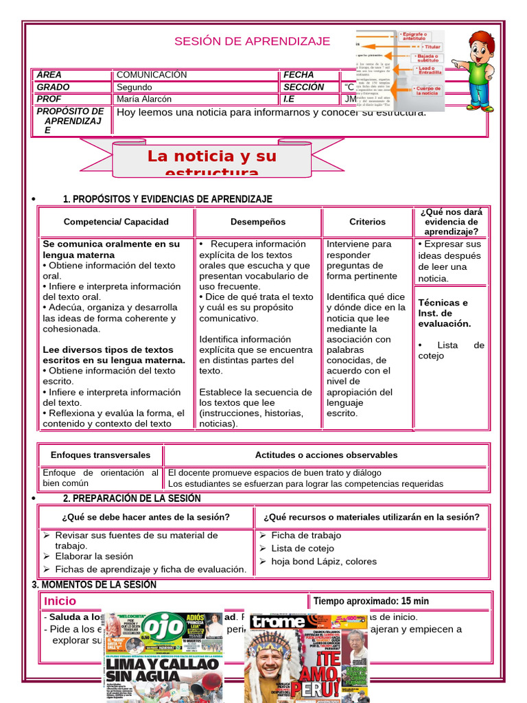 Sesiòn La Noticia y Su Estructura | PDF