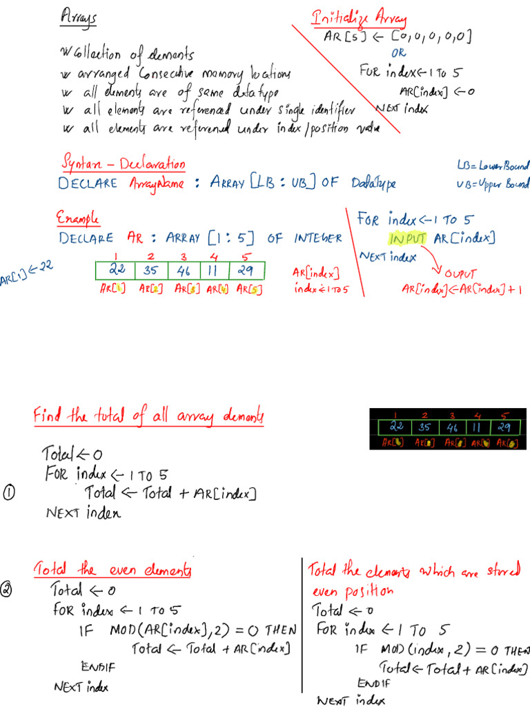 Arrays IGCSE Part 1 | PDF