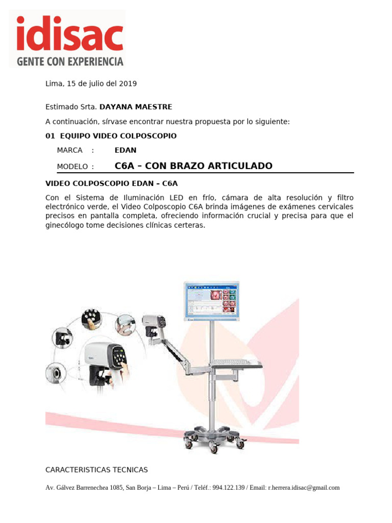 Cotización Videocolposcopio EDAN C6A B.A BLAU | PDF