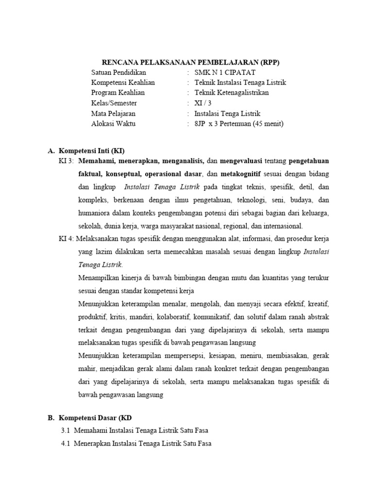 RPP Itl Kelas Xi Sem 1 | PDF