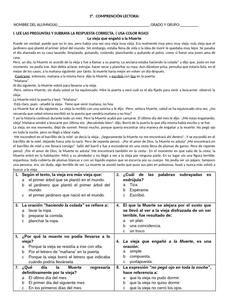 Examen de Comprensión Lectora 2024 - 2025 | PDF | Barroco | España