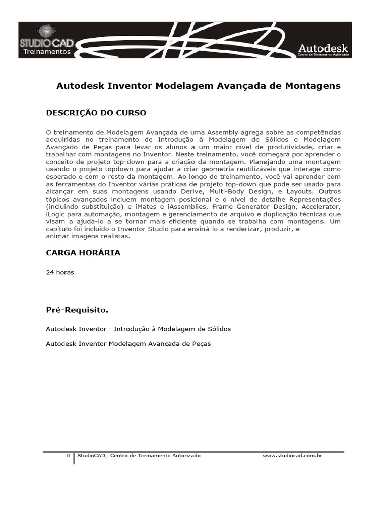 MAN 03 Autodesk Inventor Modelagem Avançada de Montagens | PDF | Autodesk
