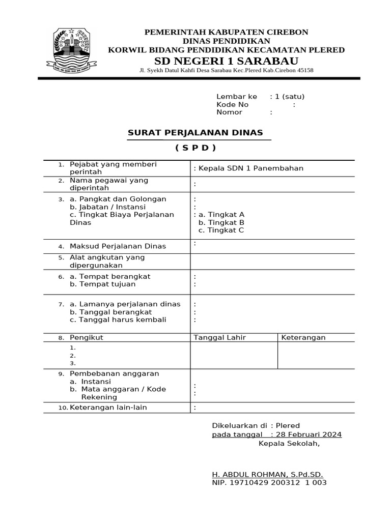 Contoh SPD - SPPD | PDF