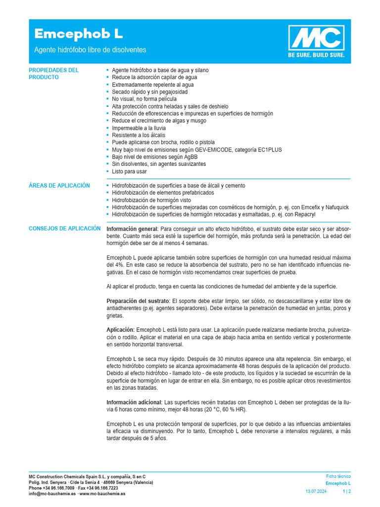 Emcephob L: Agente Hidrófobo Eficaz | PDF | Home & Garden