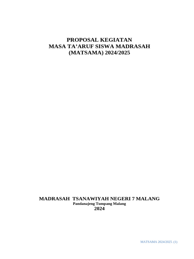 Proposal Matsama 2024-2025 | PDF