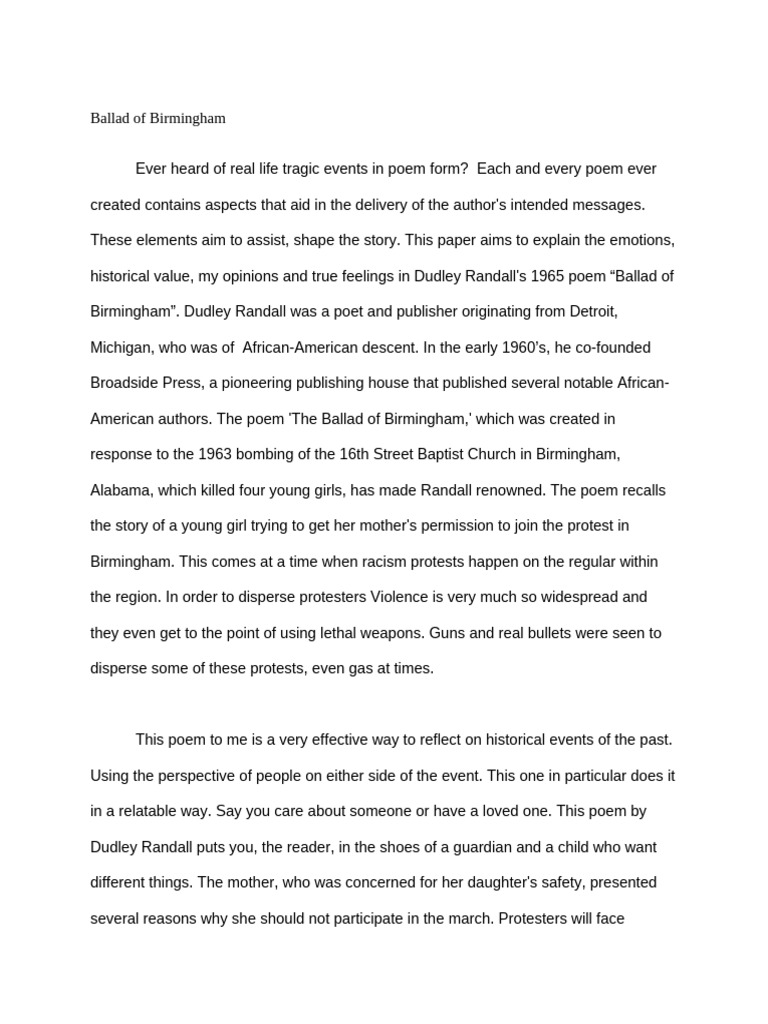 Ballad of Birmignham | PDF