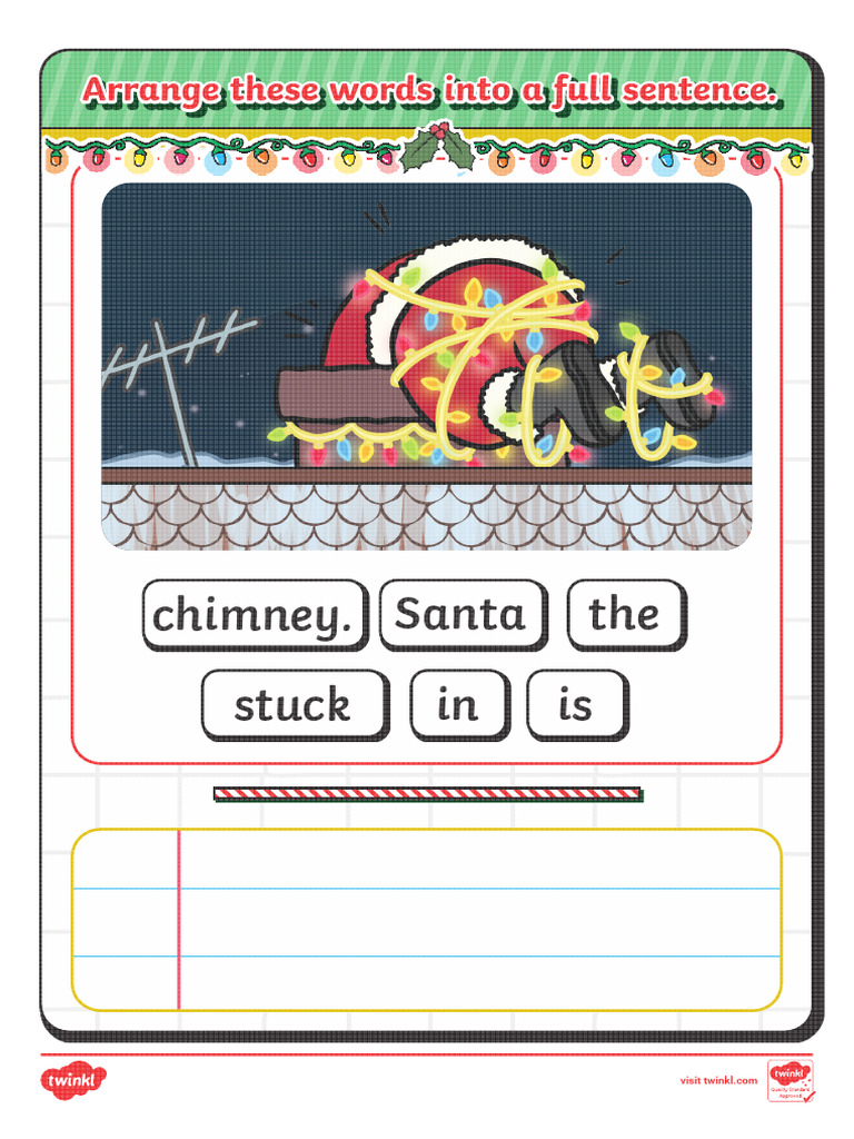 Christmas Simple Sentence Scramble Worksheets - Phase 5 | PDF
