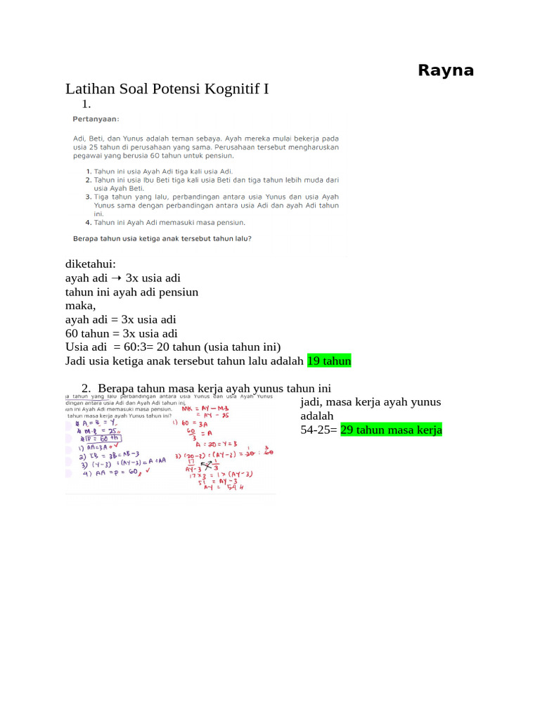 23, Latihan Soal PK 1 Rayna | PDF