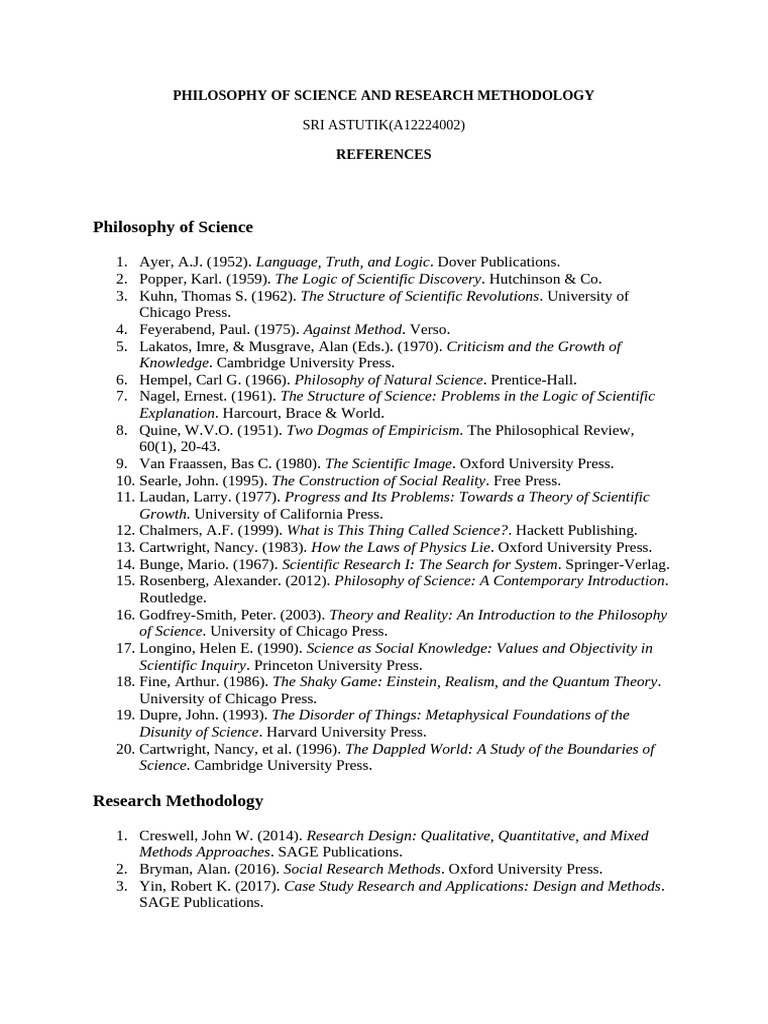 Philosophy of Science References Sri Astutik | PDF