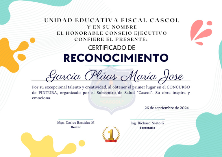 Certificado de Reconocimiento Taller de Arte y Pintura | PDF