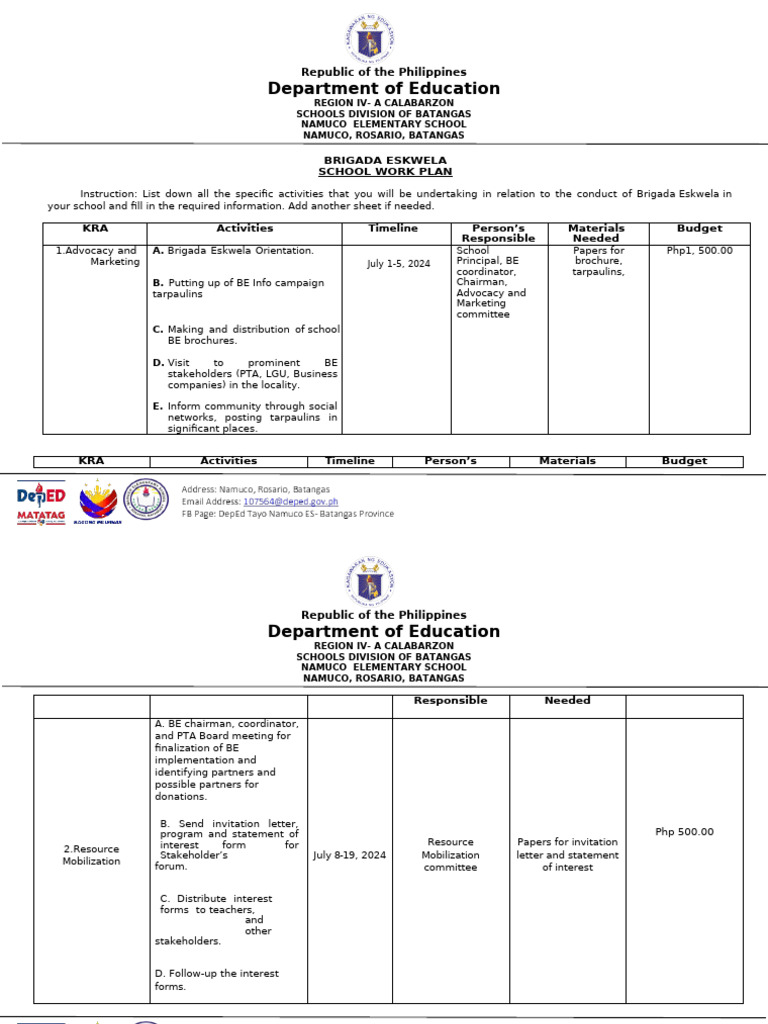 Brigada Action Plan 2024-2025 | PDF