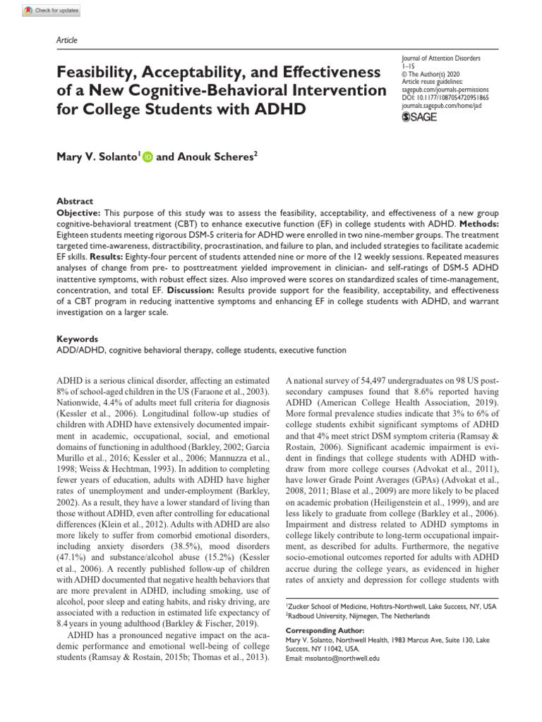 Feasibility, Acceptability, and Effectiveness of A New Cognitive-Behavioral Intervention For ...