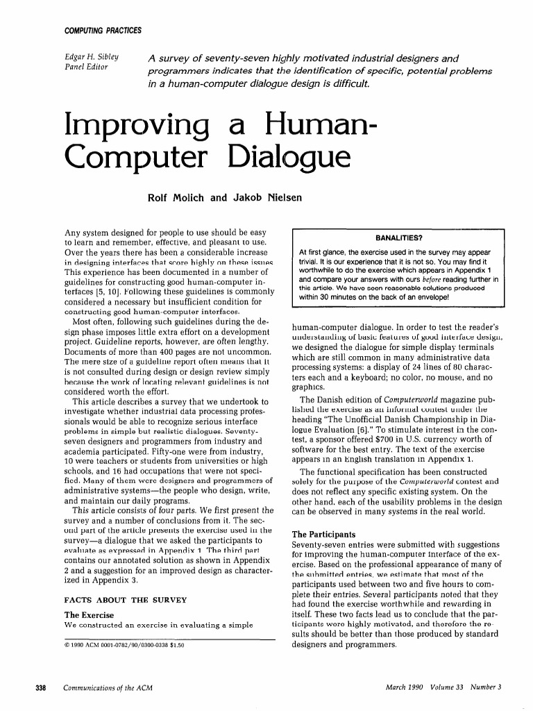 1990 - Molich, Nielsen - Improving A Human-Computer Dialogue | PDF