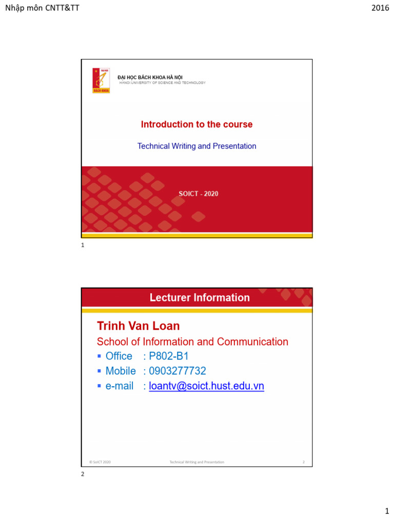 Trinh Van Loan: Introduction To The Course | PDF