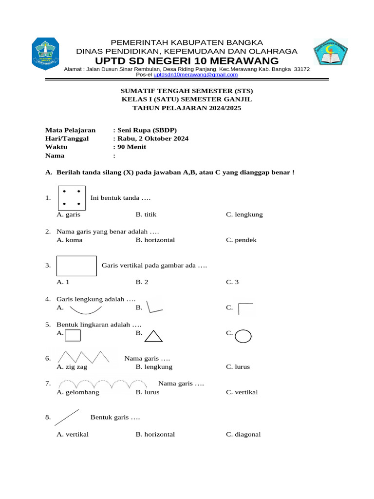 Soal STS Kelas 1 SBDP 2024 | PDF