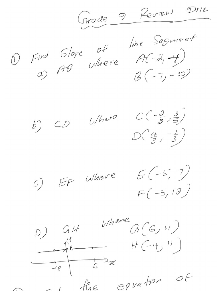 Grade 9 Review Quiz | PDF
