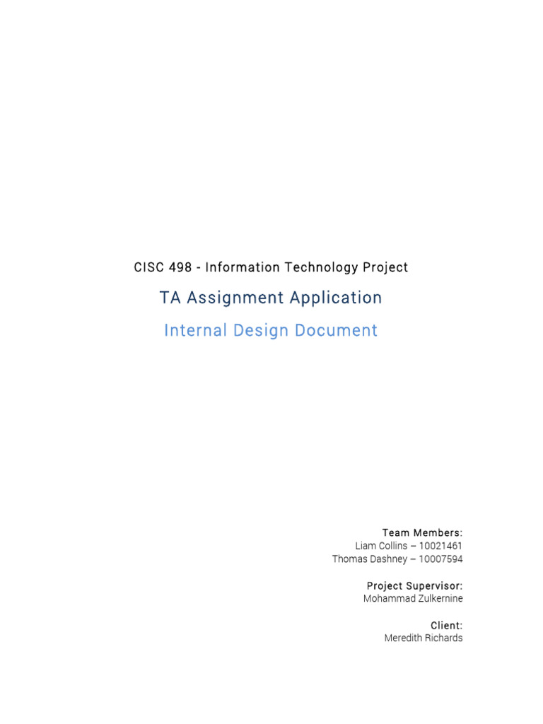 TA Assignment Application - Internal Design Document | PDF