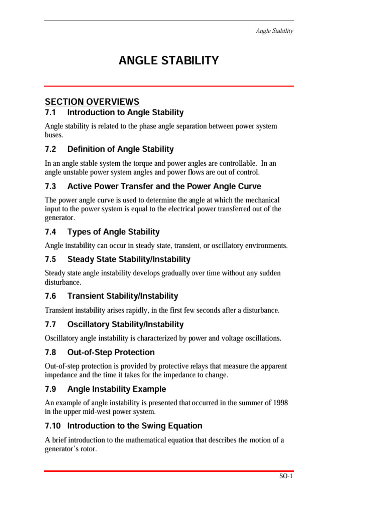 Ch7 - Angle Stability - EPRI Power Systems Dynamics Tutorial - Final Report | PDF