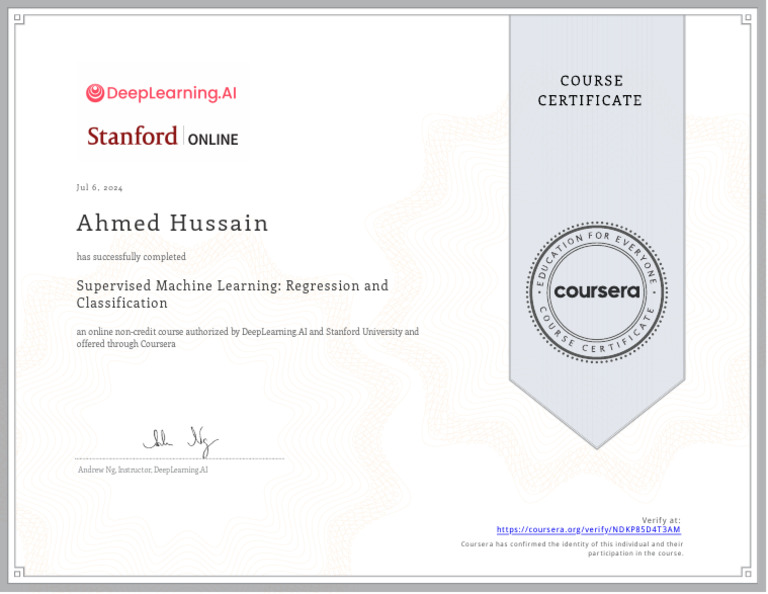 Machine Learning Certificate No 1 | PDF