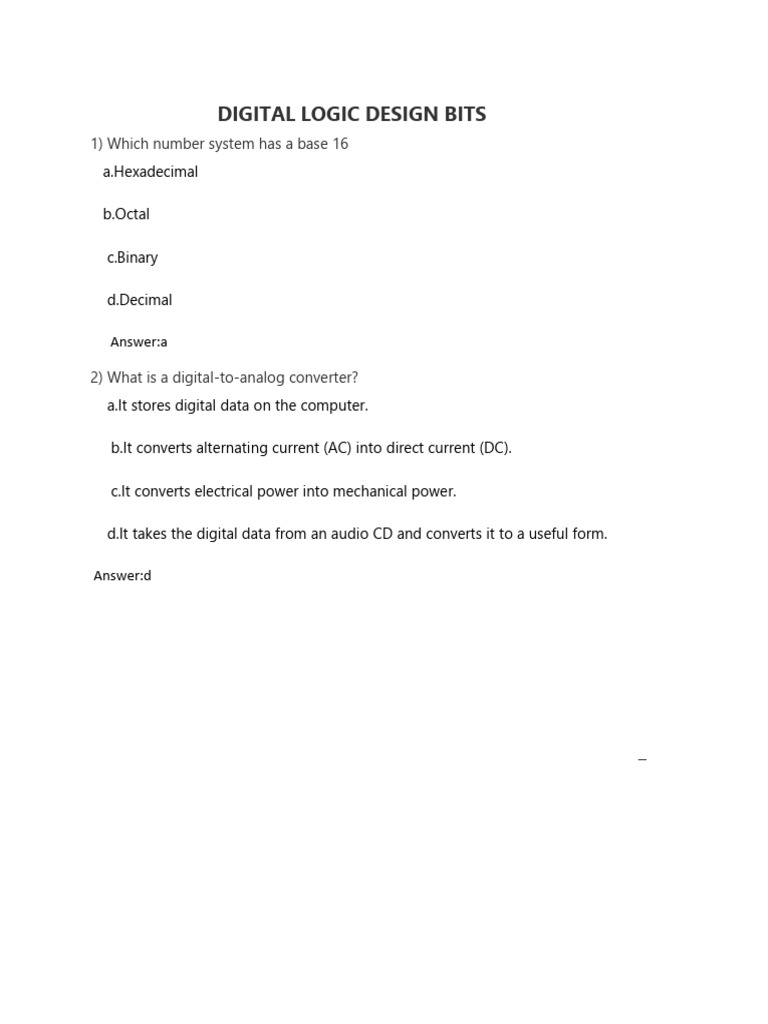 Digital Logic Design Bits New1 | PDF