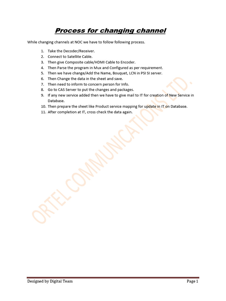 Process of Changing Channel | PDF