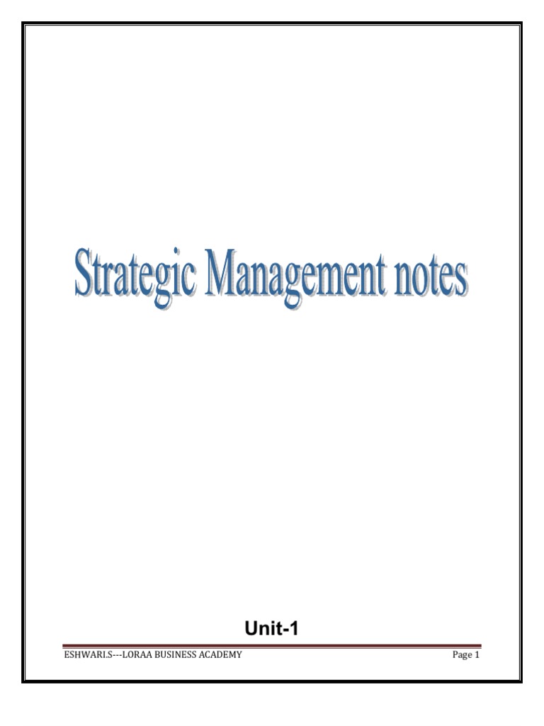 Strategic Management Complete Notes | PDF