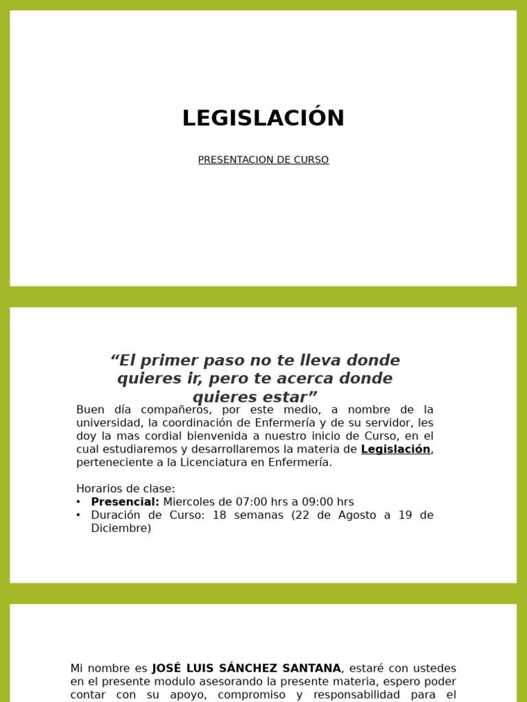 Presentación de Curso LEGISLACION MLEN-304 | PDF