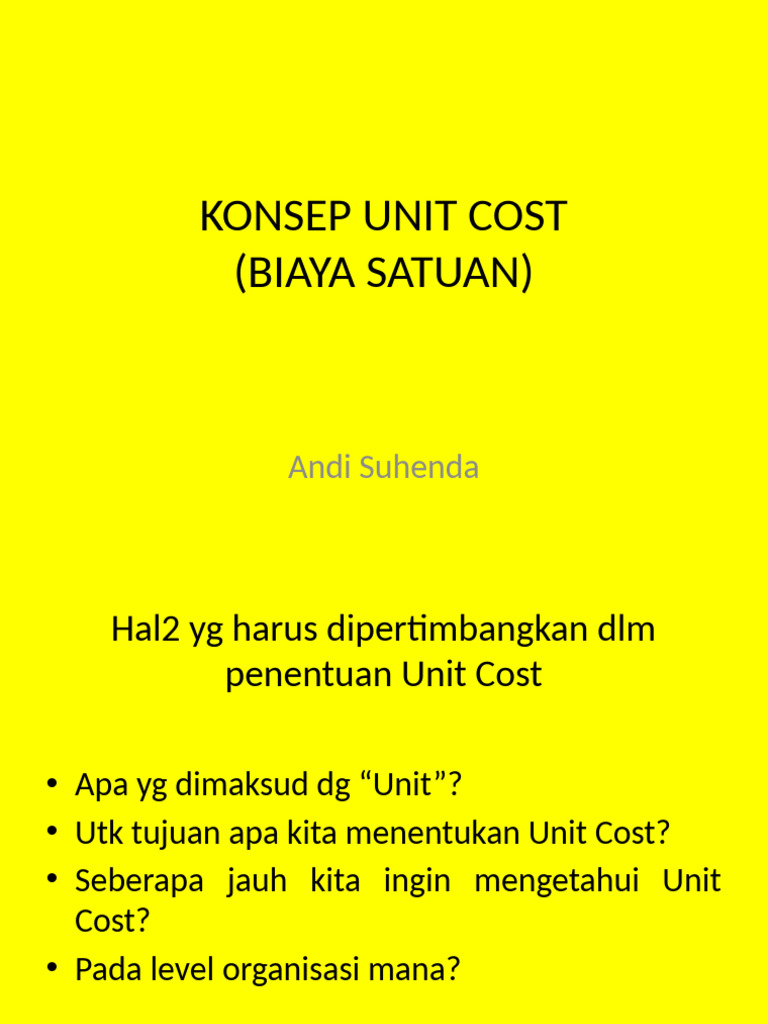 Konsep Unit Cost | PDF
