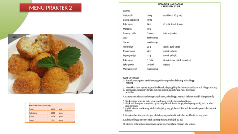 Contoh Menu Anti Stunting Tahu Bola Daging | PDF