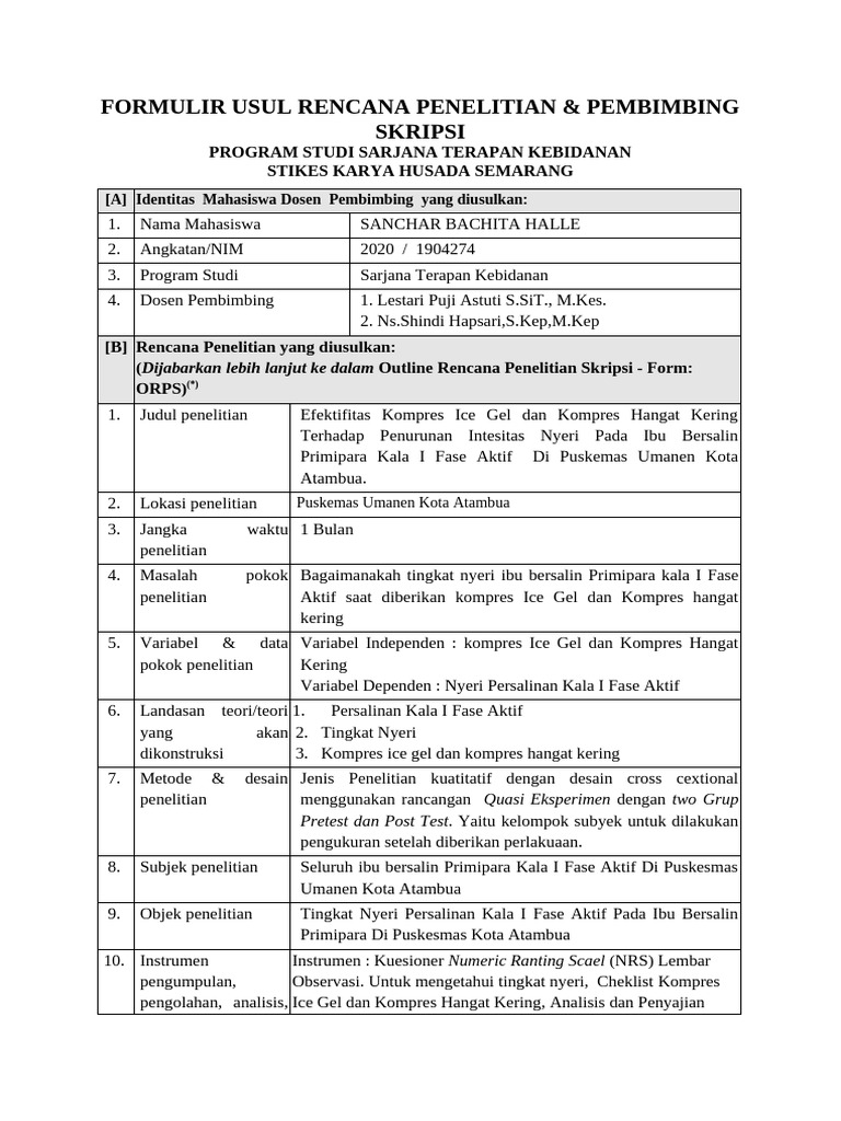 Acc - Form-Outline Skripsi - Sanchar Bachita Halle - 1904274 | PDF