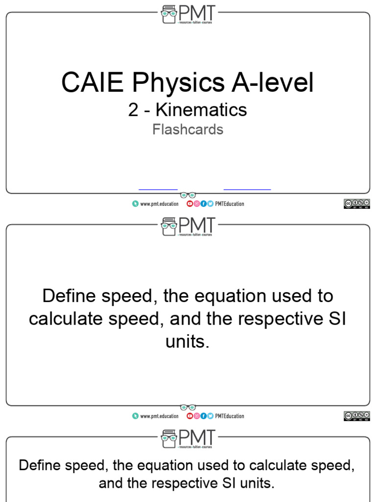 Flashcards - Topic 2 Kinematics - CAIE Physics A-Level | PDF