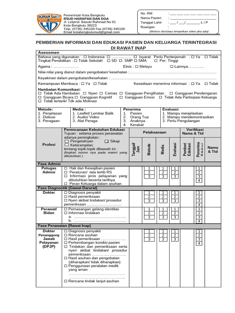 Form Edukasi Ranap | PDF