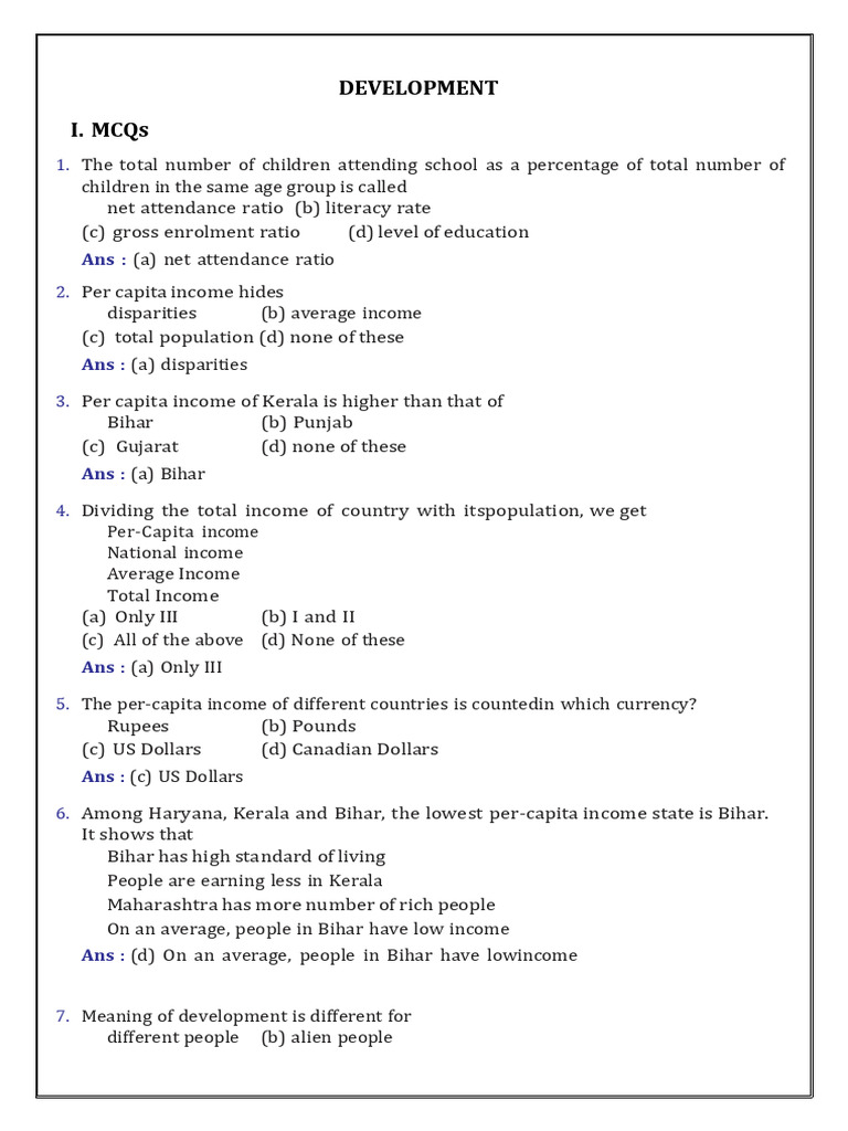 Development MCQs | PDF