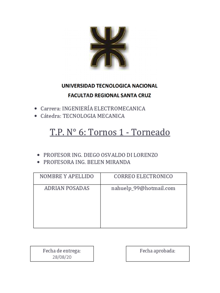 T.P #6 - Tornos | PDF