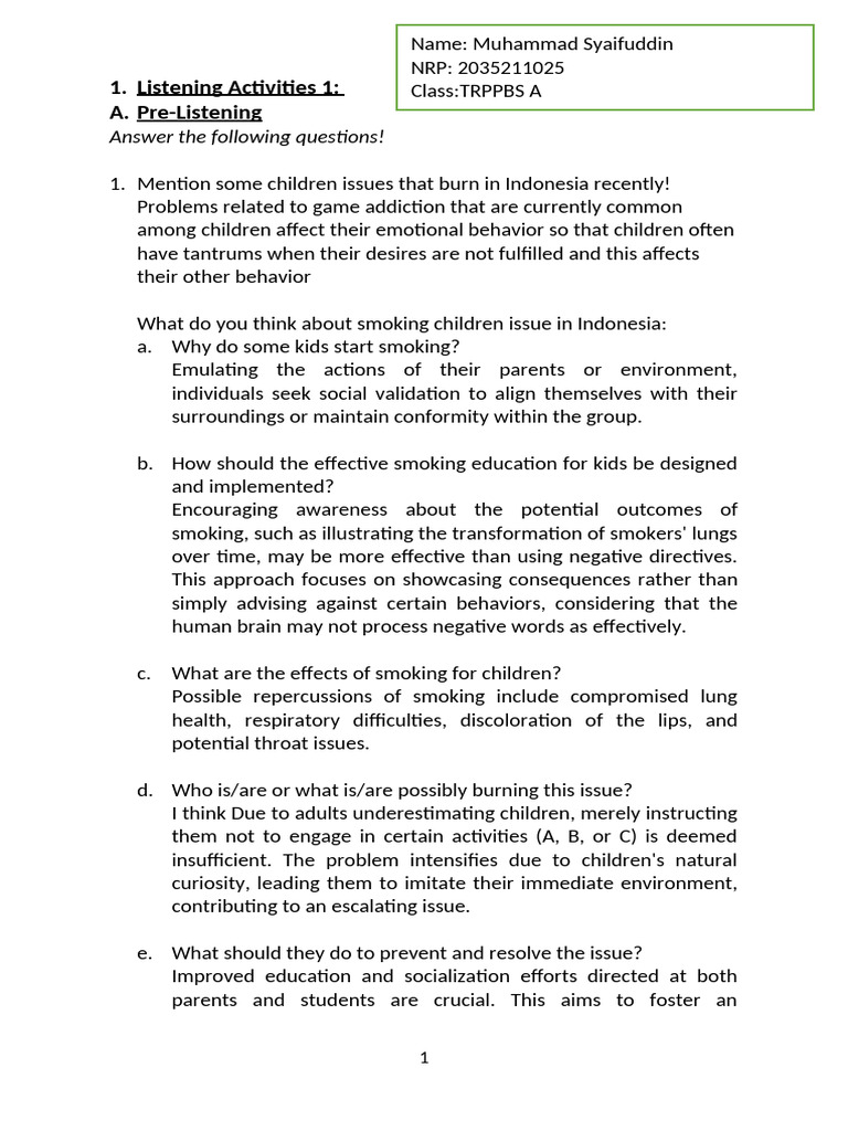 Working Sheet Listening Activity Note Taking | PDF