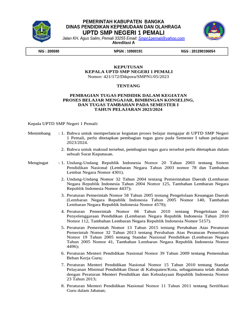 SK KBM Sem 1 2023-2024 Spensali | PDF