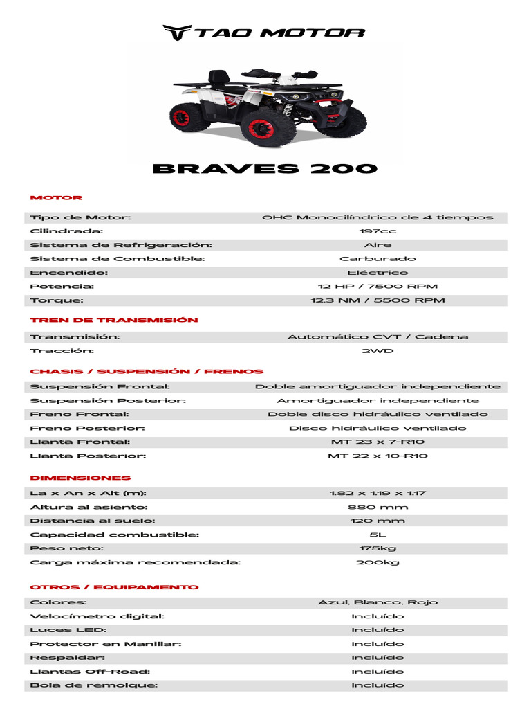 Ficha Tecnica Braves 200 | PDF