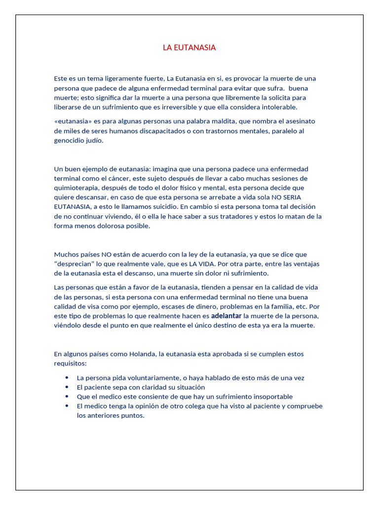 La Eutanasia | PDF