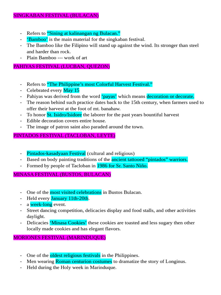 Cpar Festival Reviewer | PDF
