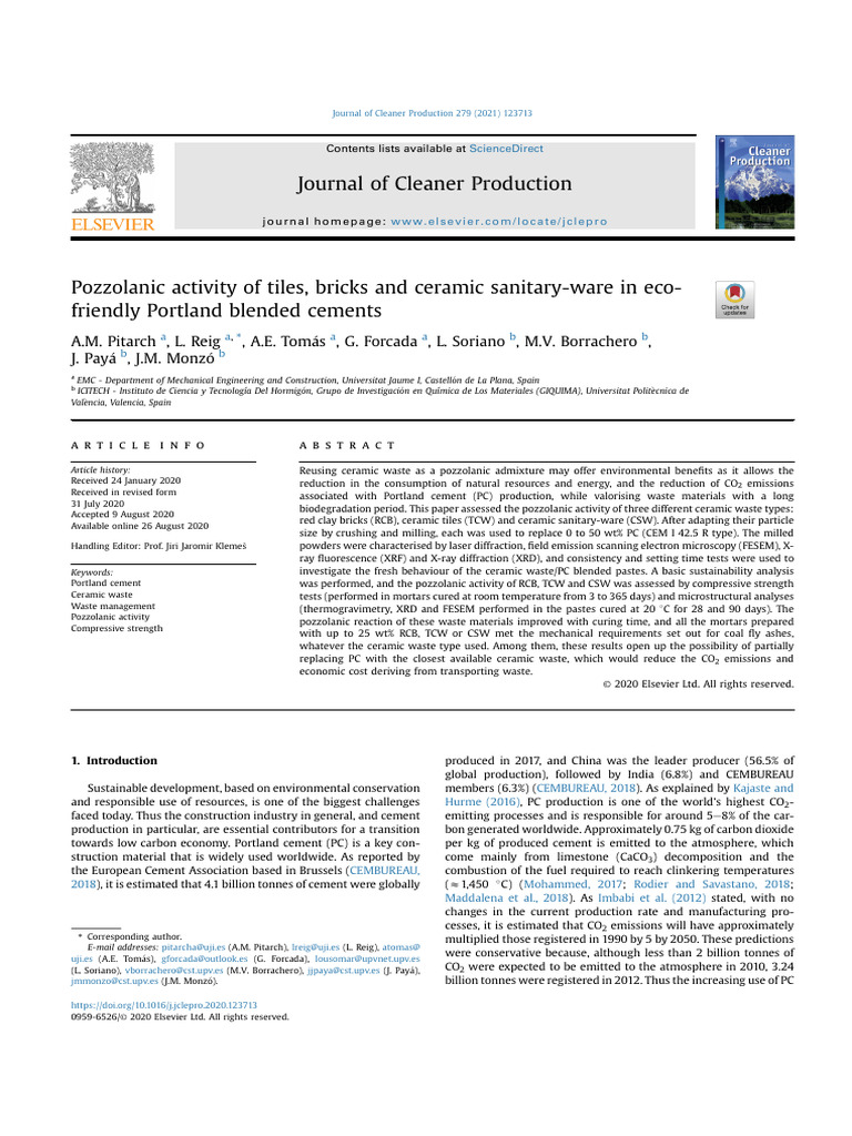 Pozzolanic Activity of Tiles, Bricks and Ceramic Sanitary-Ware in Eco ...