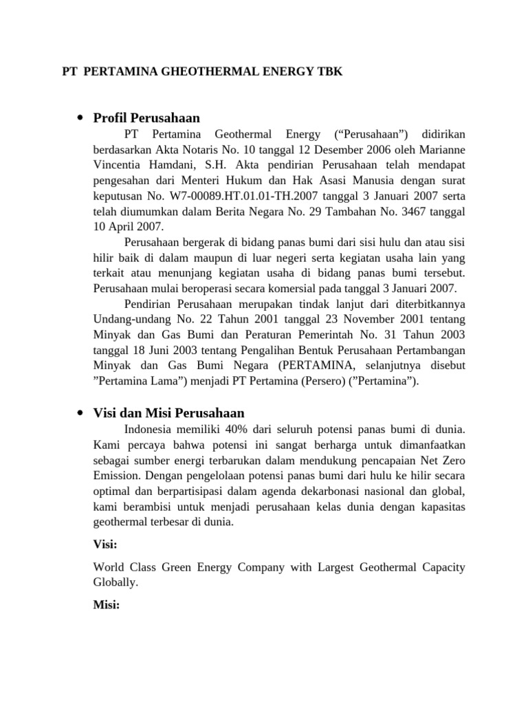 Keamanan Energi Geothermal Pertamina | PDF | Pengelolaan Keuangan ...