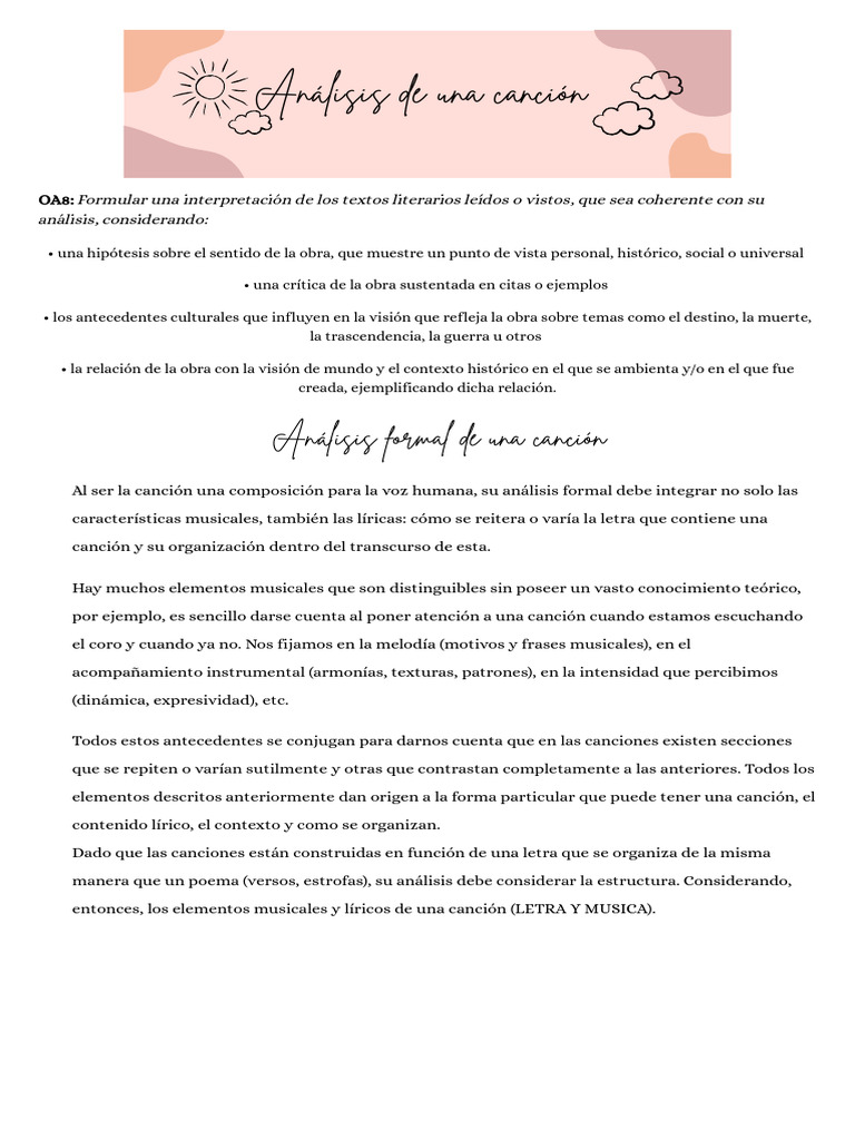 Análisis formal de una canción | PDF | Canciones | Arte