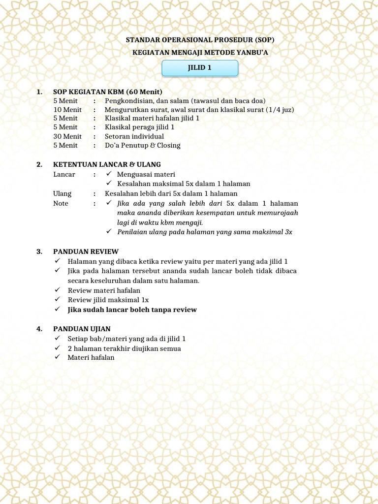 SOP Program Yanbua | PDF
