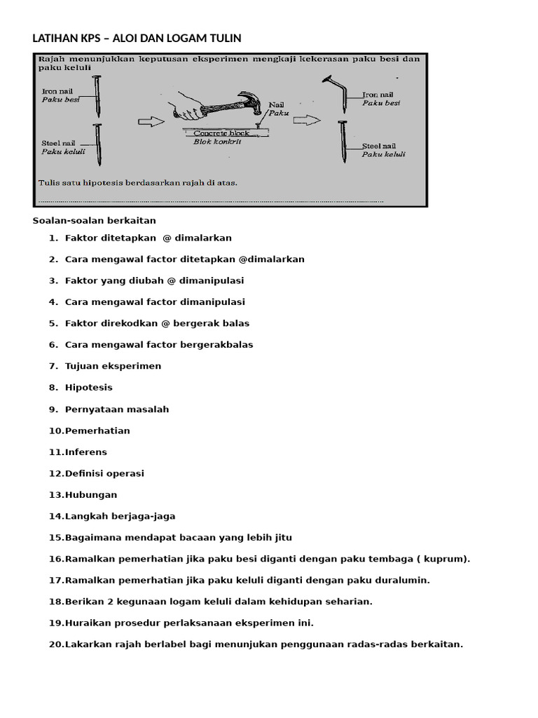 Latihan KPS - Aloi Dan Logam Tulen | PDF