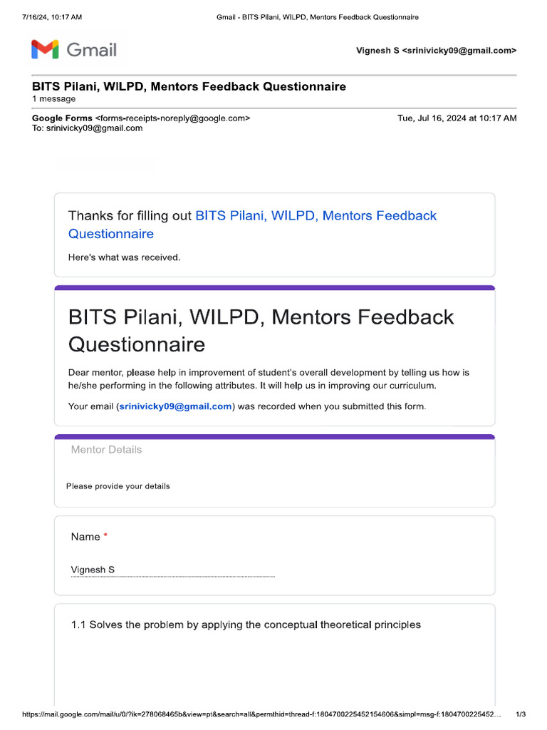 Mentor Feedback | PDF