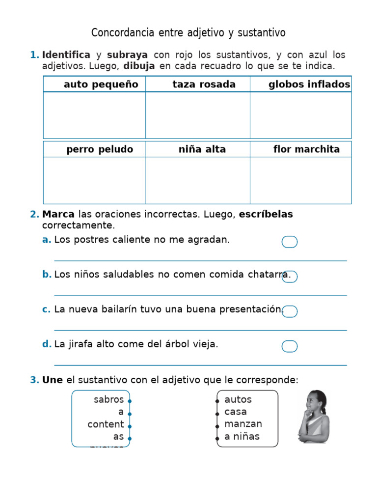 FA - Concordancia Entre Adjetivo y Sustantivo | PDF