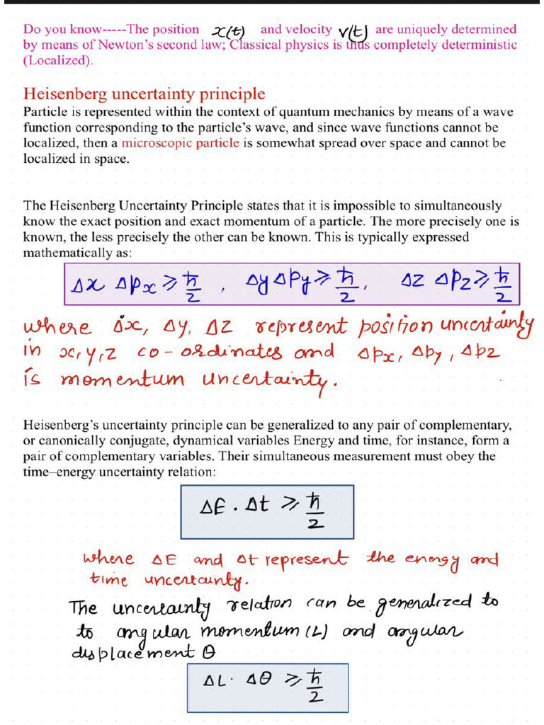Heisenberg Principal & Wave Function and Schrodinger Eq | PDF