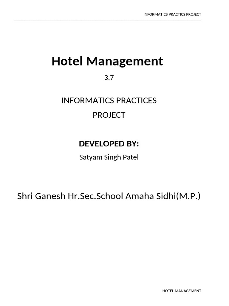 Hotel Management | PDF