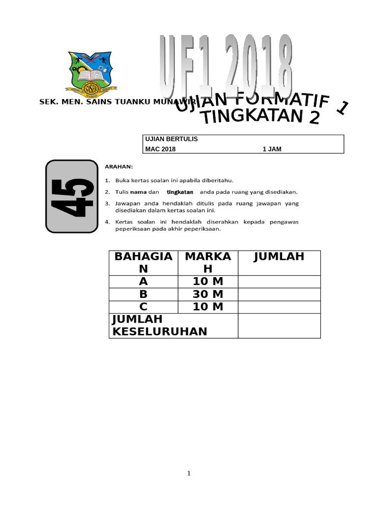 Ujian 1 F2 2018 Pdf