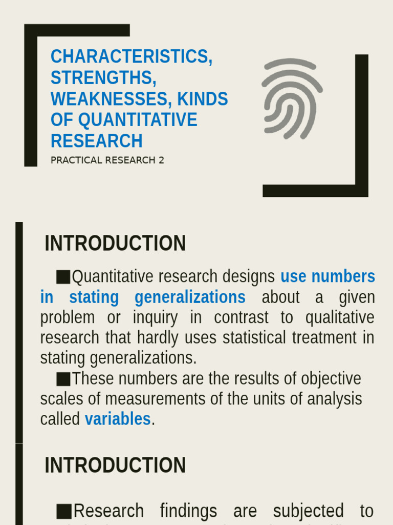 Lesson 1 Characteristics Strength Weaknesses of Quantitative Research ...